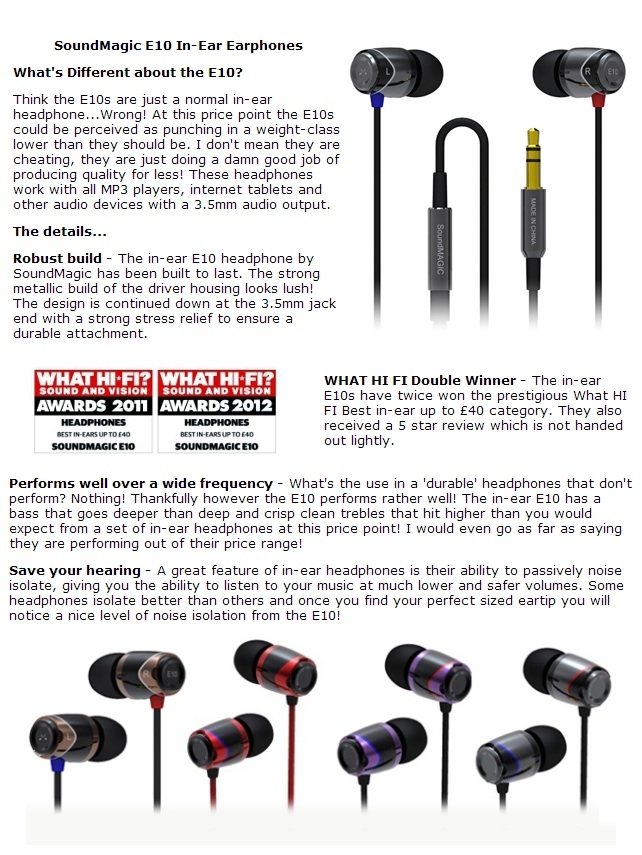 価格.com - 『2011からWHAT HI-FIのアワード独占』SoundMAGIC E10 [チタン] やまざきさくらさんのレビュー・評価投稿画像・写真「What Hi-Fiで★5つの ...