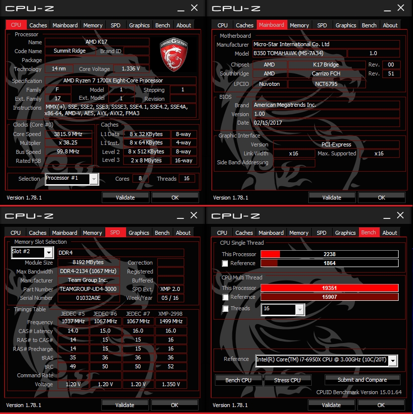 価格.com - 『CPU-Z 1700X』AMD Ryzen 7 1700X BOX パイルさんのレビュー・評価投稿画像・写真「Ryzen ...