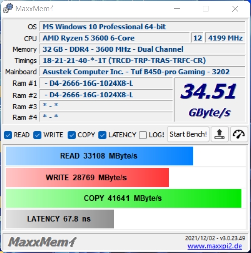 価格.com - 『OC後 MaxxMemｲ』UMAX UM-DDR4D-2666-32GBHS [DDR4 PC4-21300 16GB 2 ...