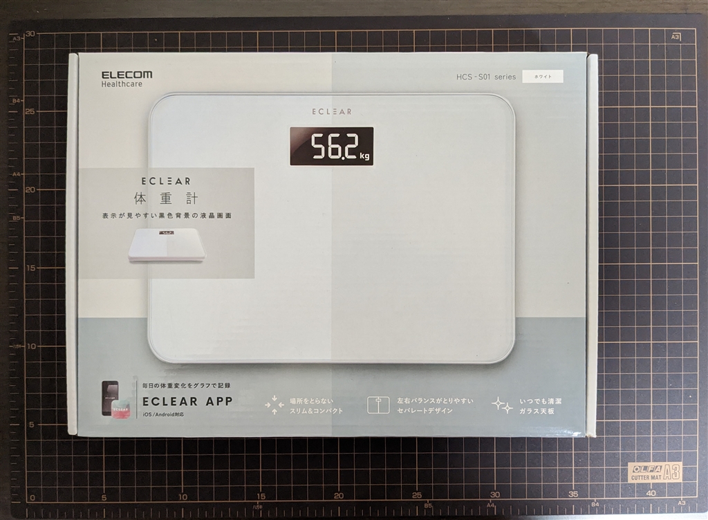 価格.com - 『外箱』エレコム エクリア HCS-S01WH [ホワイト] リッキー(kohei_o)さんのレビュー・評価投稿画像・写真「価格相応。計量範囲は2.5～150kg。測定結果は ...