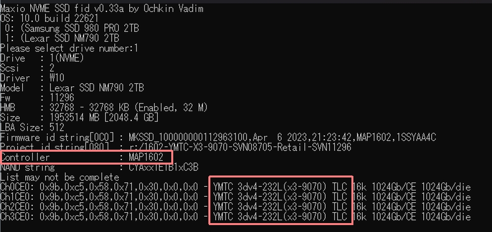 価格.com - 『MAP1602とYMTC232層』Lexar NM790 LNM790X002T-RNNNG すぽたんさんのレビュー・評価投稿画像・写真「問題は信頼性か？」[701549]