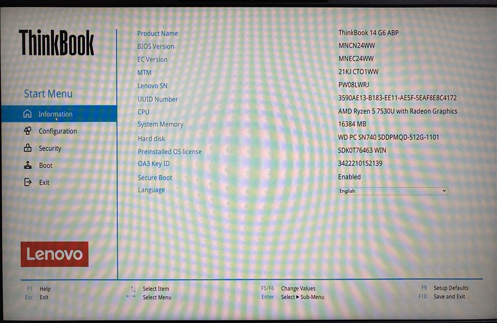 価格.com - 『BIOS-1』Lenovo ThinkBook 14 Gen 6 AMD 価格.com限定・Ryzen 5 7530U ...