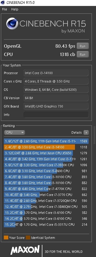 価格.com - 『i3-14100・CINEBENCH R15測定値』インテル Core i3 14100 BOX うたたね猫さんのレビュー ...