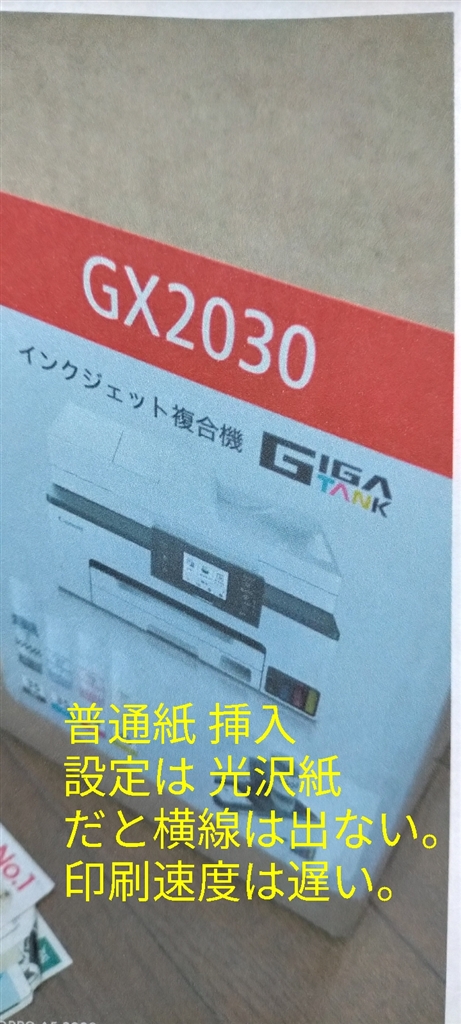 価格.com - CANON GX2030 つつじ200302さんのレビュー・評価投稿画像・写真「普通紙に写真印刷で横線が出る仕様？」[751143]
